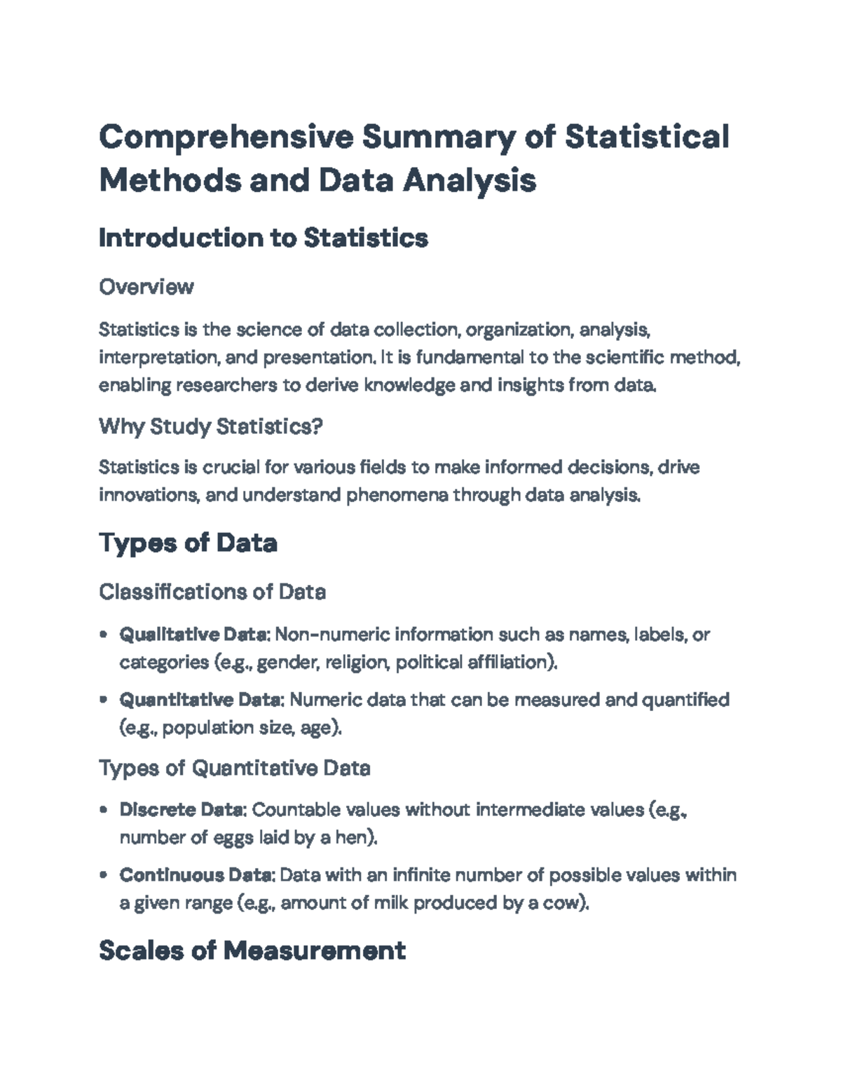 Comprehensive Overview of Statistical Methods: Data Analysis Essentials ...