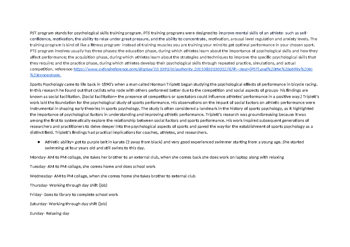 Unit 6 Assignment 2: Psychological Skills Training Program for Athletes ...