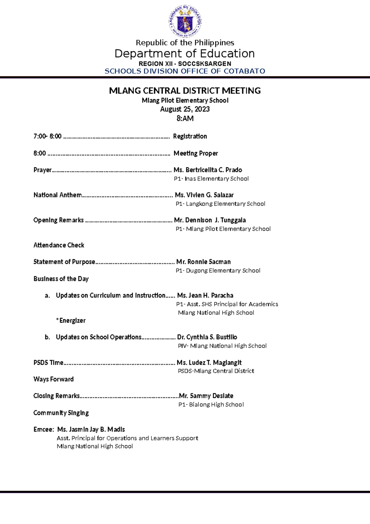 Q1 COT Music ARTS Matatag 7 LE - School: LLORENTE NATIONAL HIGH SCHOOL ...