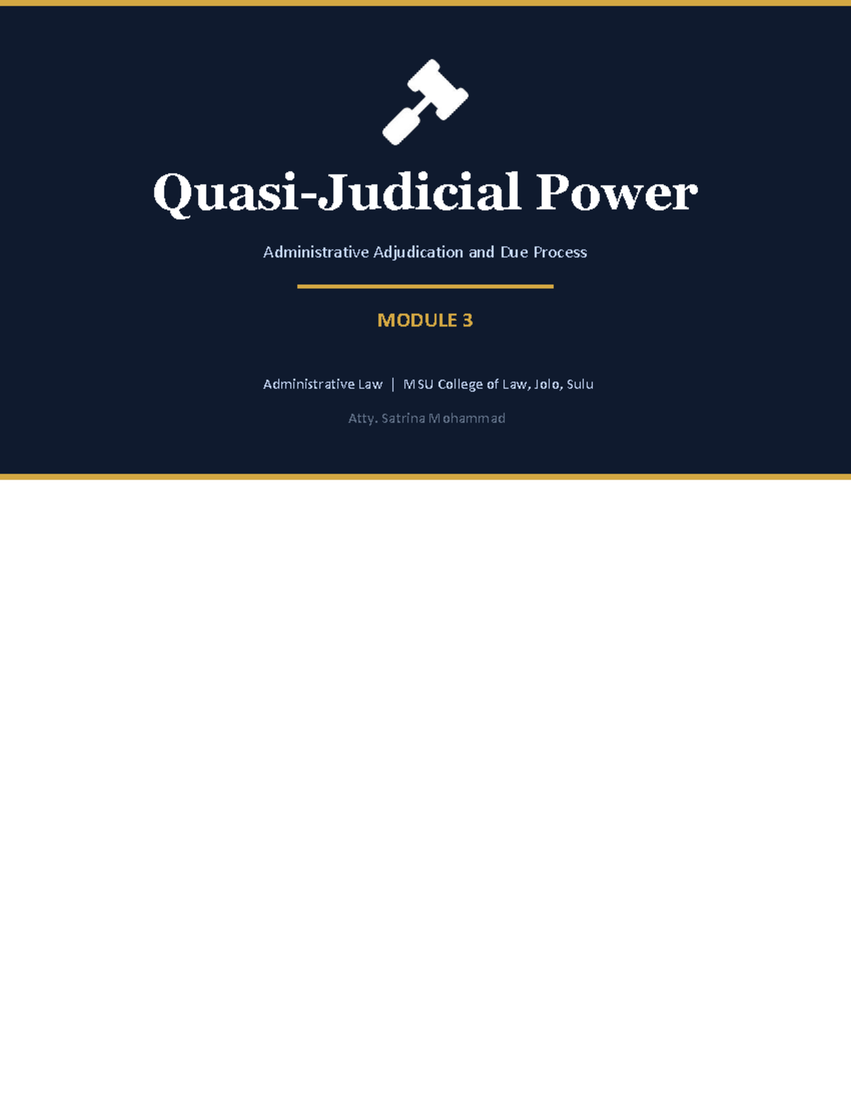 Module 3: Power and Due Process in Administrative Law - MSU College of ...