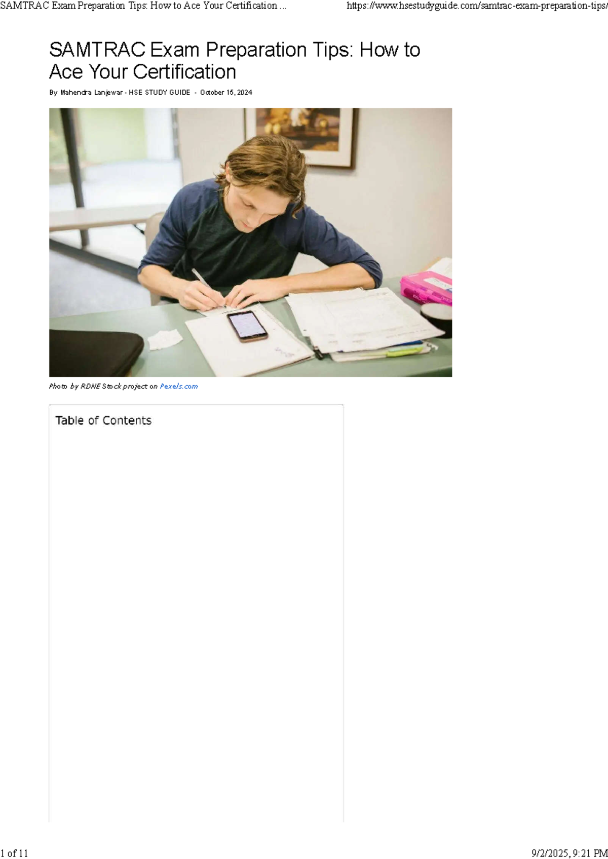 SAMTRAC Exam Prep Guide: Tips to Ace Your Certification - Studocu