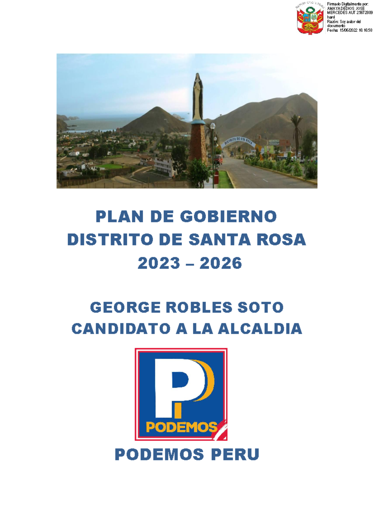 Plan de Gobierno Municipal 2023-2026 - Santa Rosa (AUT 25672809) - Studocu