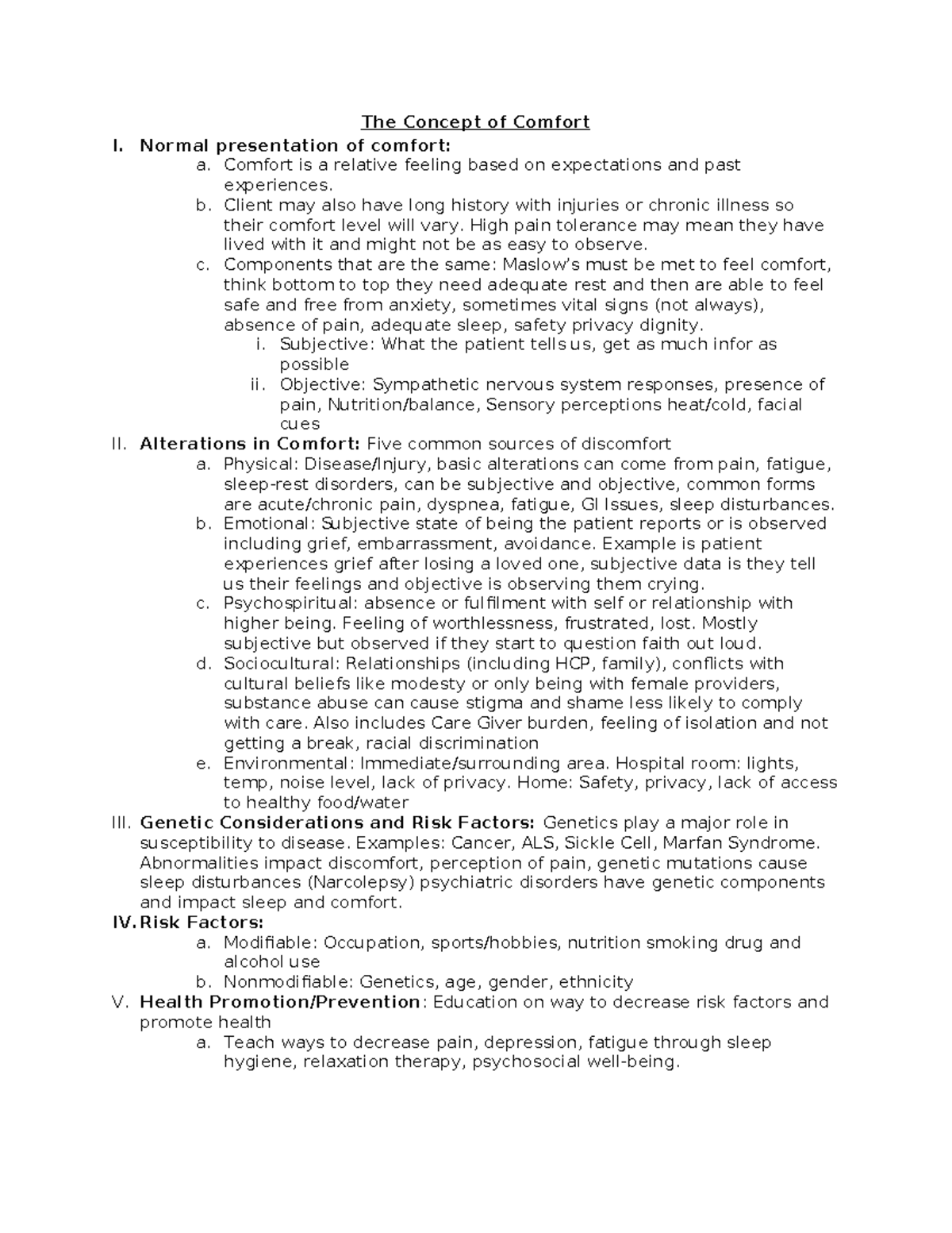 Comfort Study Guide: Understanding Comfort in Patient Care and ...