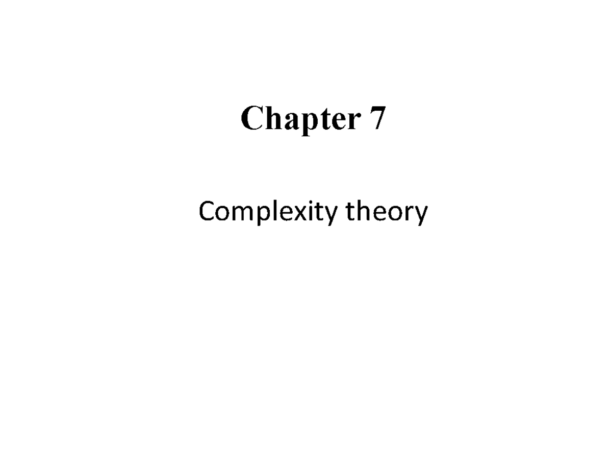 Chapter 7: Complexity Theory and Time Complexity - Studocu