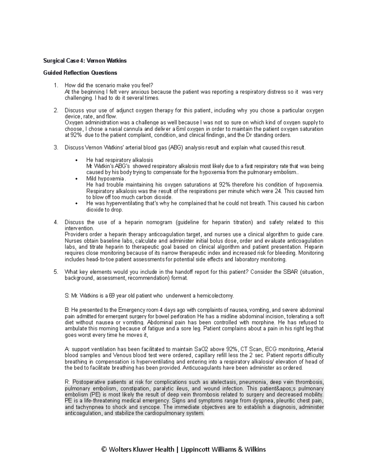 Surgical Case 04 Vernon Watkins Reflection Questions - Surgical Case 4 ...