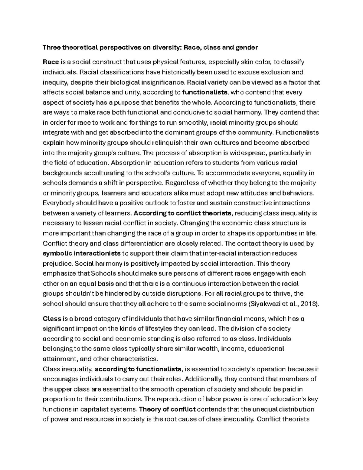 Theoretical Perspectives on Diversity: Race, Class & Gender Analysis ...