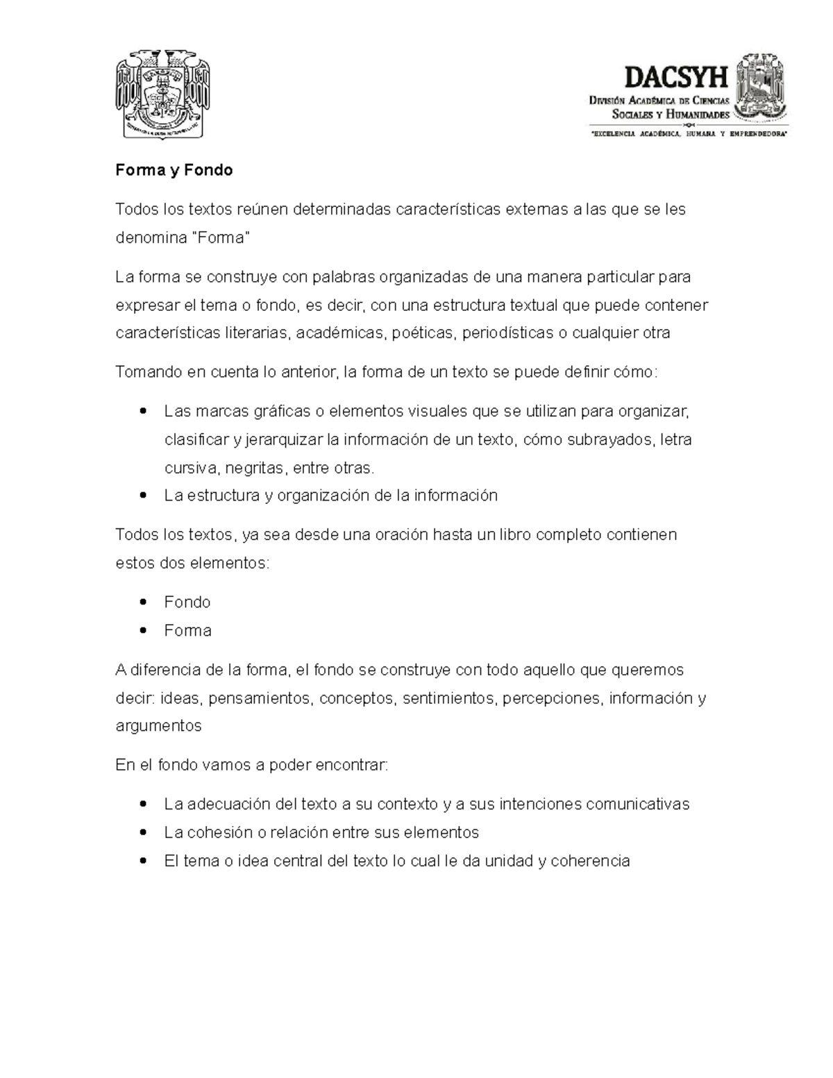 Fondo y Forma: Conceptos Clave para Comprender Textos - Studocu
