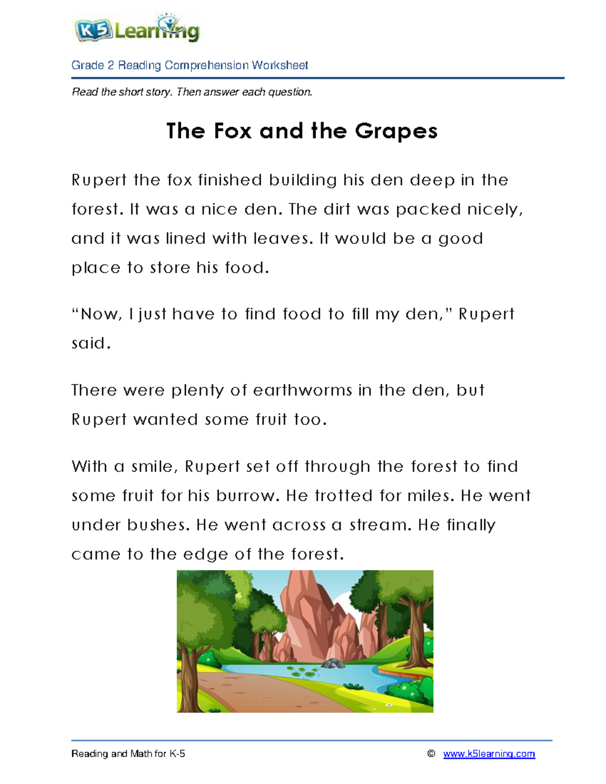 Grade 2 story fox and the grapes - Read the short story. Then answer ...