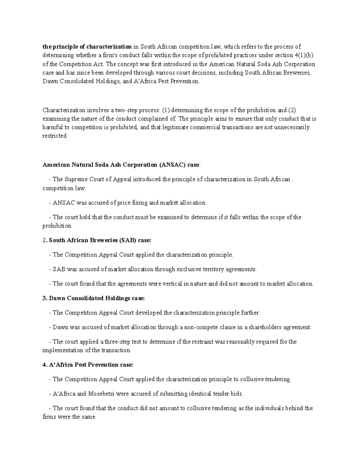 Characterization Principle in South African Competition Law - An ...