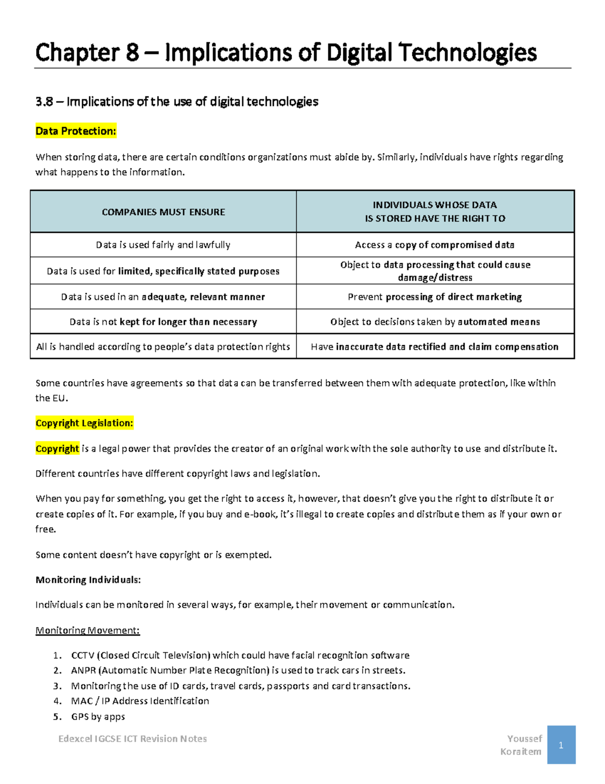 Edexcel IGCSE ICT Revision Notes - Chapter 8 Overview - Studocu