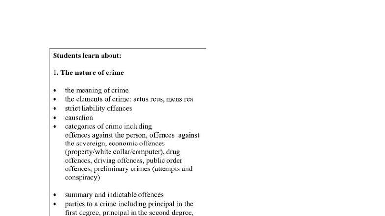 HSC LEGAL STUDIES - 1. The nature of Crime - HSC LEGAL STUDIES - 1. The ...