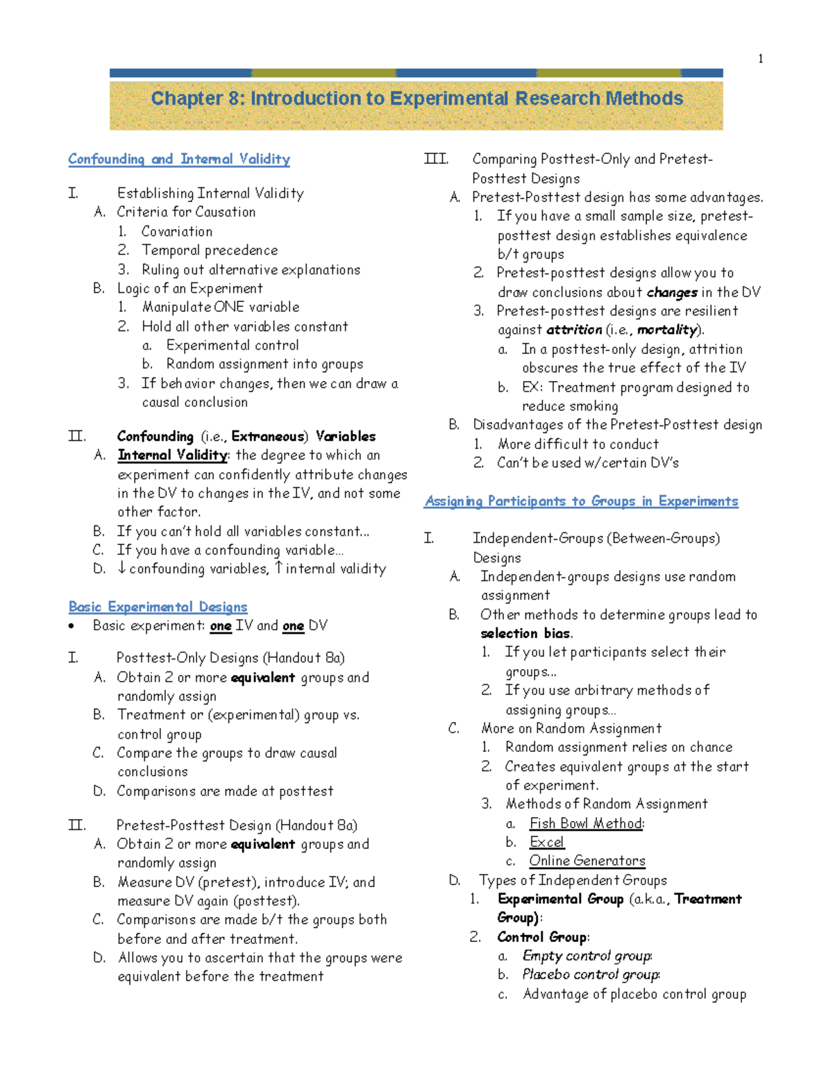 PY220_Chapter 8: Introduction to Experimental Research Methods Outline ...