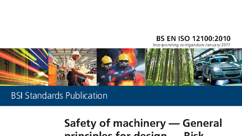 BS EN ISO 12100:2010 - Safety of Machinery: Design Principles & Risk ...