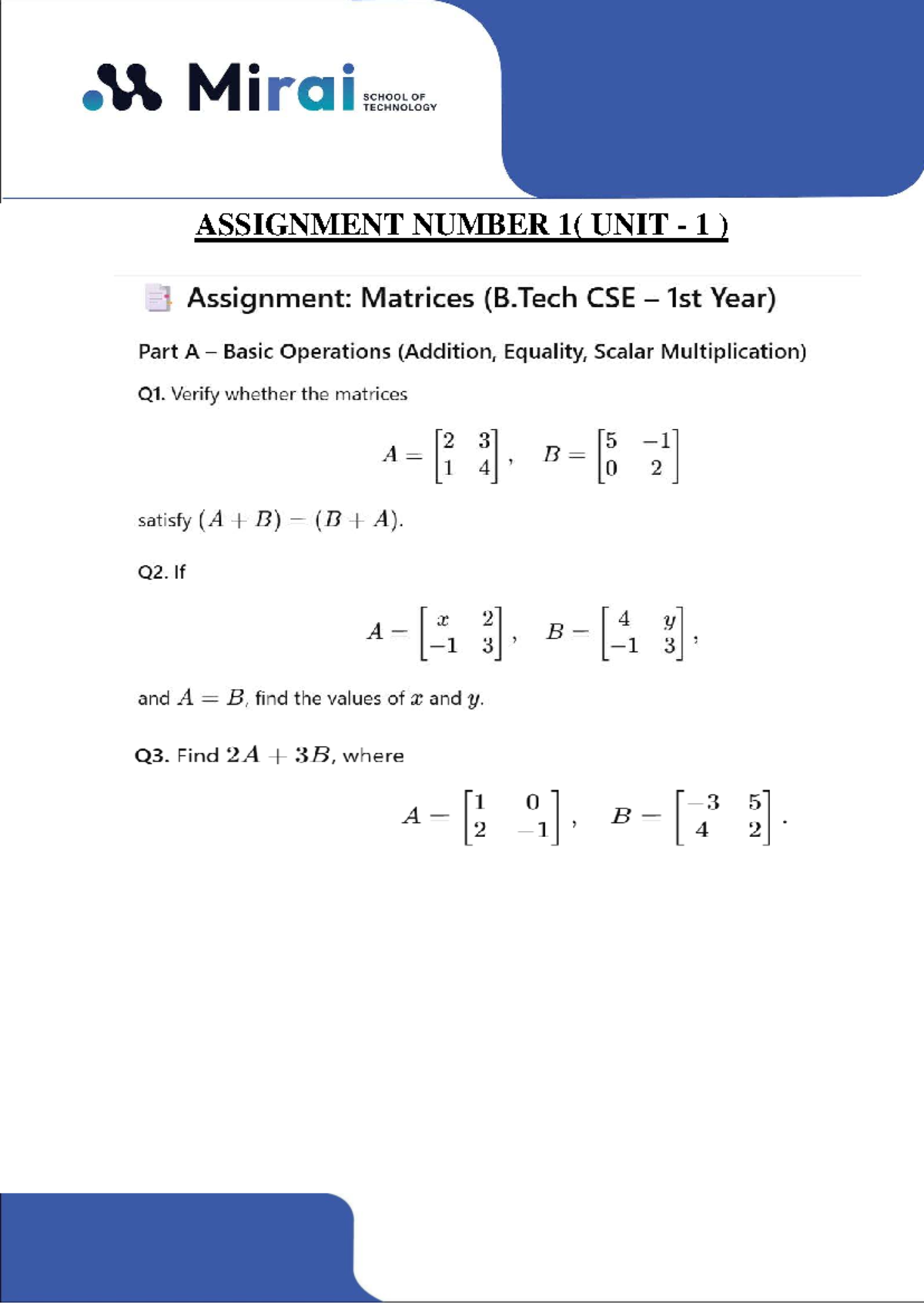 187 Assignment Number 1-1757064397135 - B.tech CSE 1st year ...