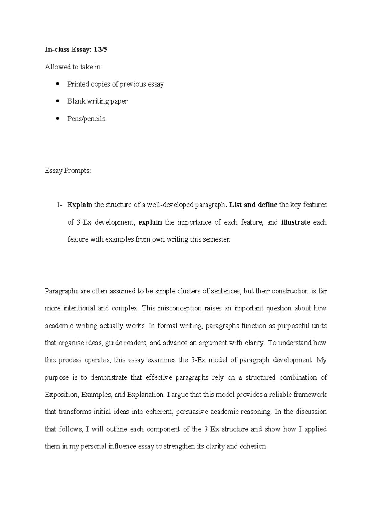 Essay: Structure of Paragraphs in Academic Writing (ENG 101) - Studocu