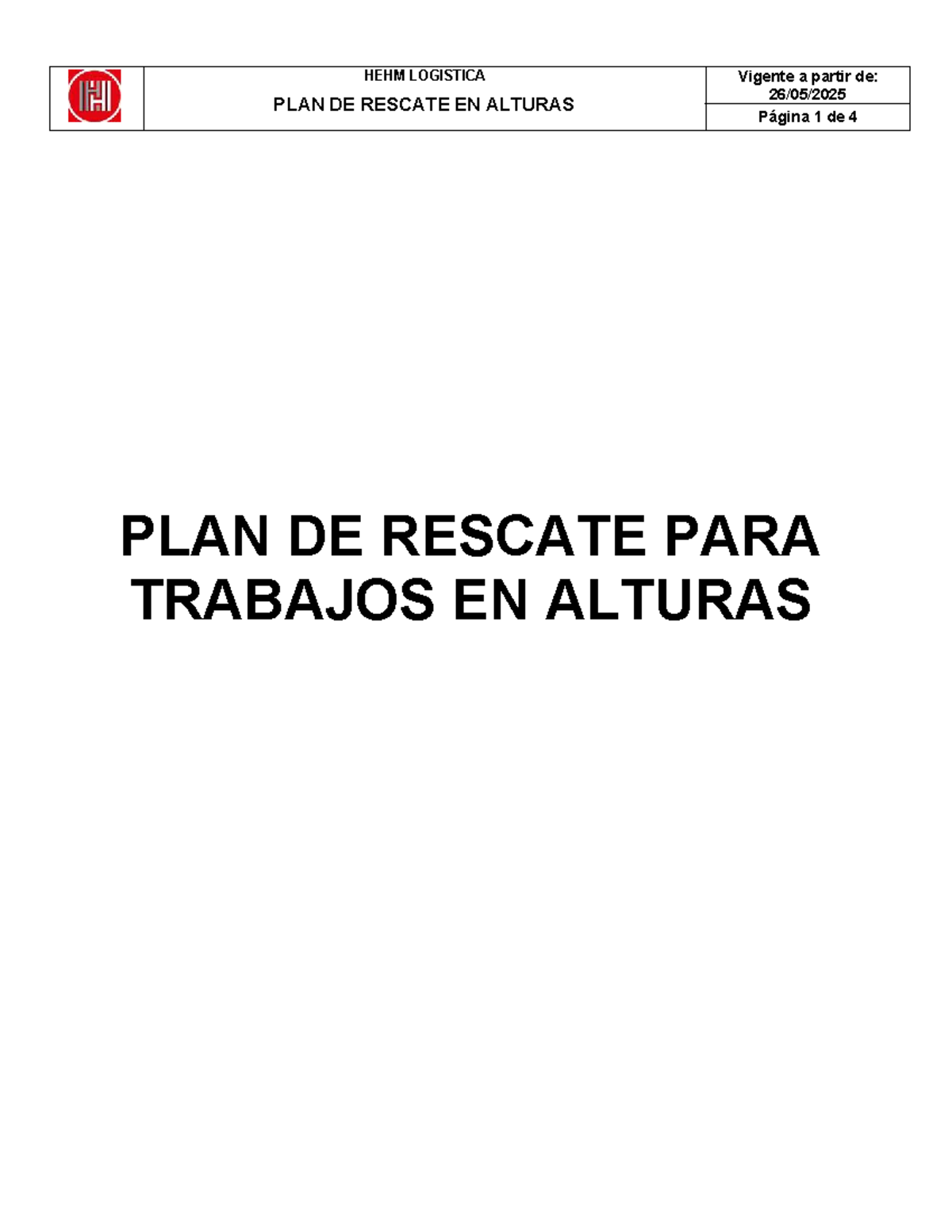 HEHM LOGISTICA: Plan de Rescate en Alturas y Emergencias - Studocu