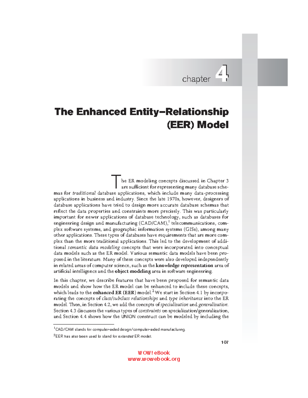 Enhanced Entity-Relationship (EER) Model Overview and Concepts - Studocu