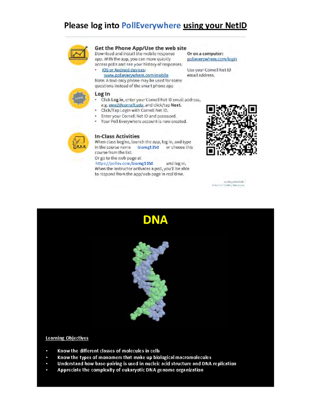 Lecture 1: DNA and Macromolecules in Cells - BIOMG1350 - Studocu
