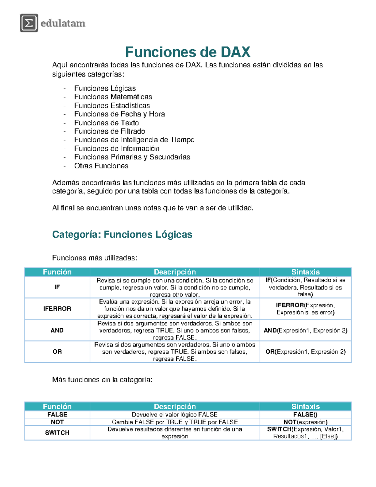 Guía Completa de Funciones DAX - Referencia para Power Pivot y Power BI ...