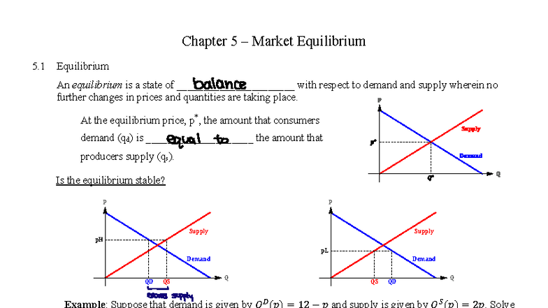 Guided Notes 5 - Chapter 5: Market Equilibrium Analysis - Studocu