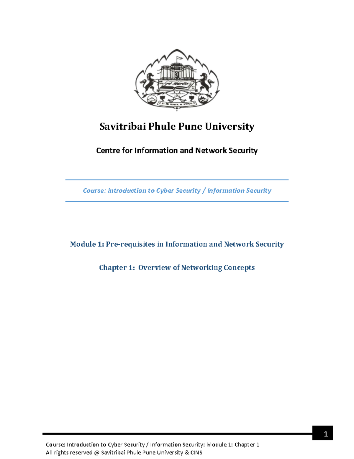 Cyber Security subject - 1 Course: Introduction to Cyber Security ...