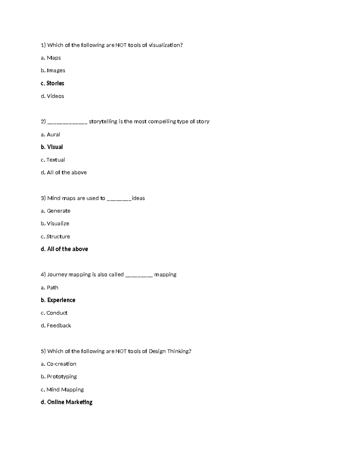 IDT Question Bank: Visualization & Design Thinking Concepts - Studocu