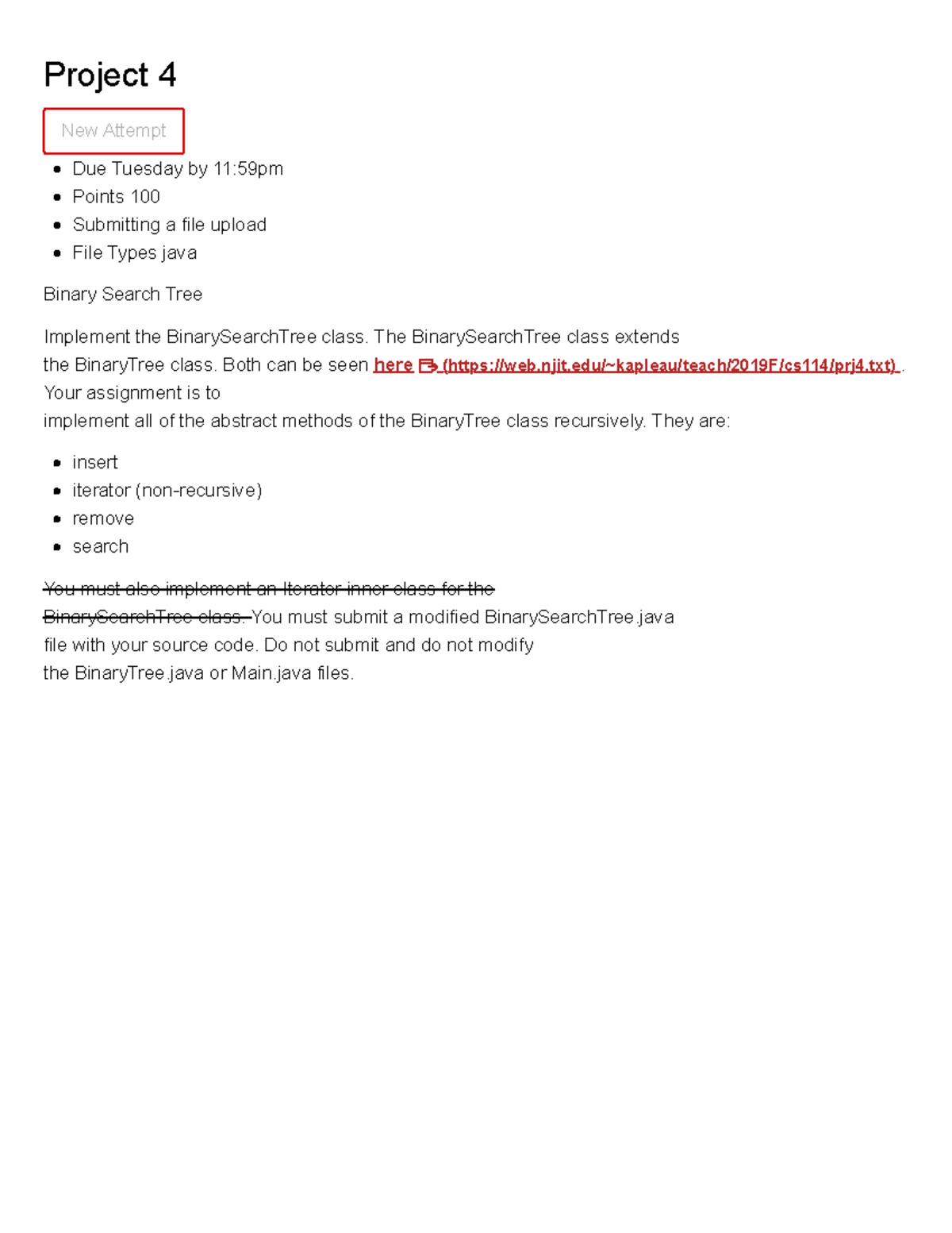 Project 4 - Project 4 Due Tuesday by 11:59pm Points 100 Submitting a file upload File Types java ...