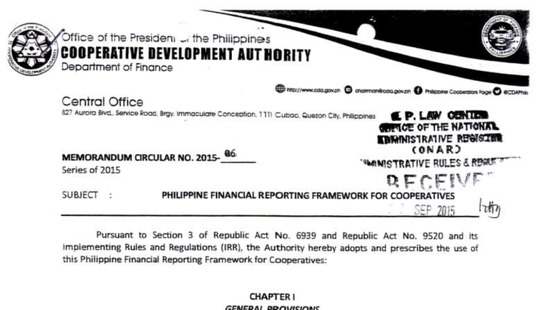 MC2015-06: Philippine Financial Reporting Framework for Cooperatives ...