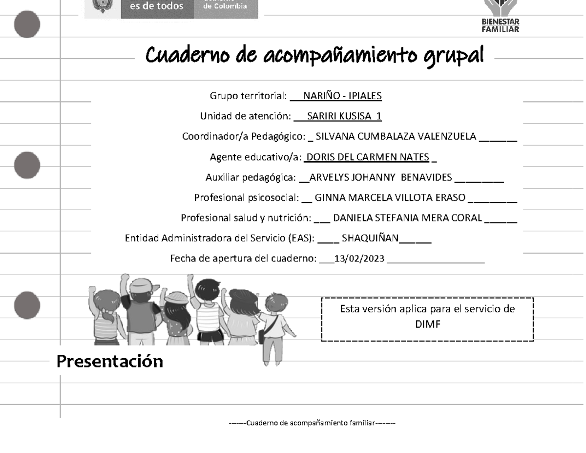 Cuaderno Grupal de Acompañamiento - DIMF NARIÑO IPIALES - Studocu