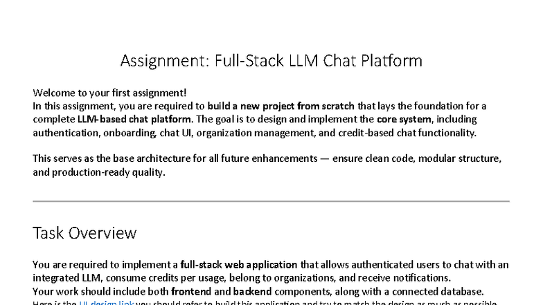 Full Stack Assignment: LLM Chat Platform Development - Studocu
