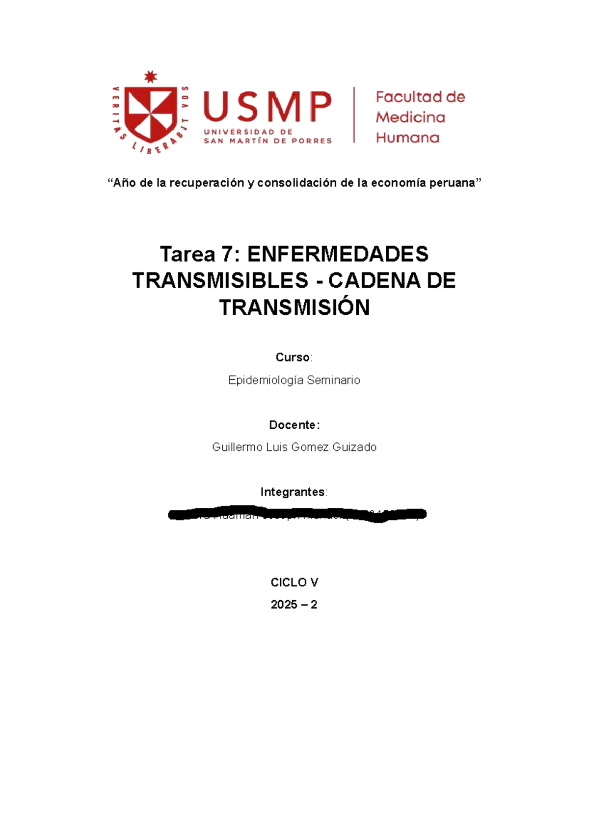 Tarea 7: Cadena de Transmisión y Prevención en Epidemiología - Studocu