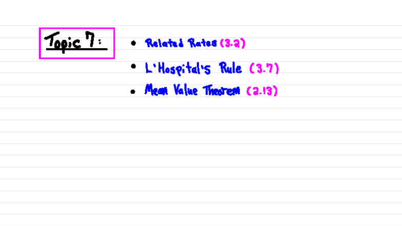 Topic 7 - Related Rates & Mean Value Theorem Notes (C 3.71, C 2.13 ...