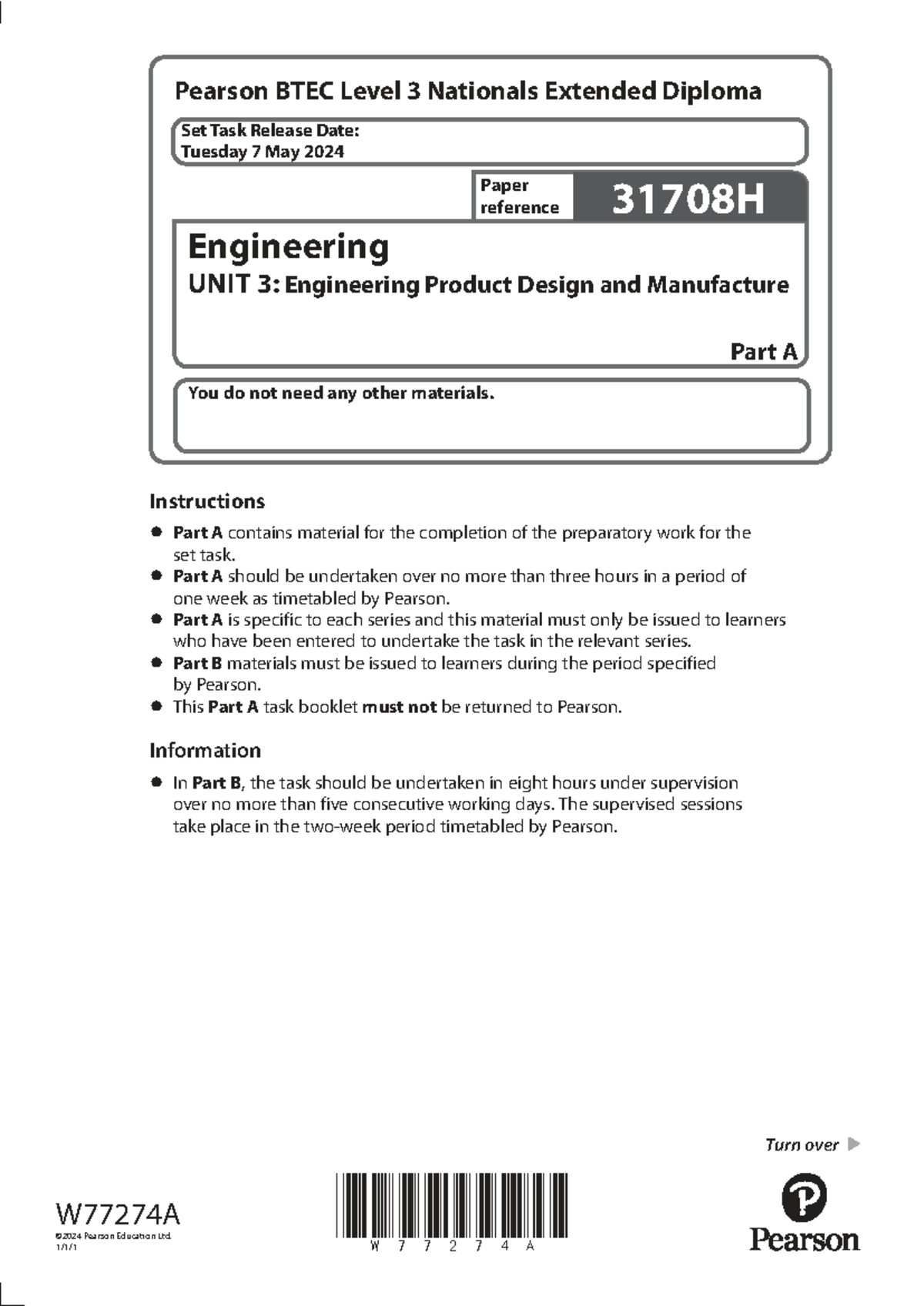 BTEC Level 3 Engineering Unit 3: Product Design & Manufacture Task A ...