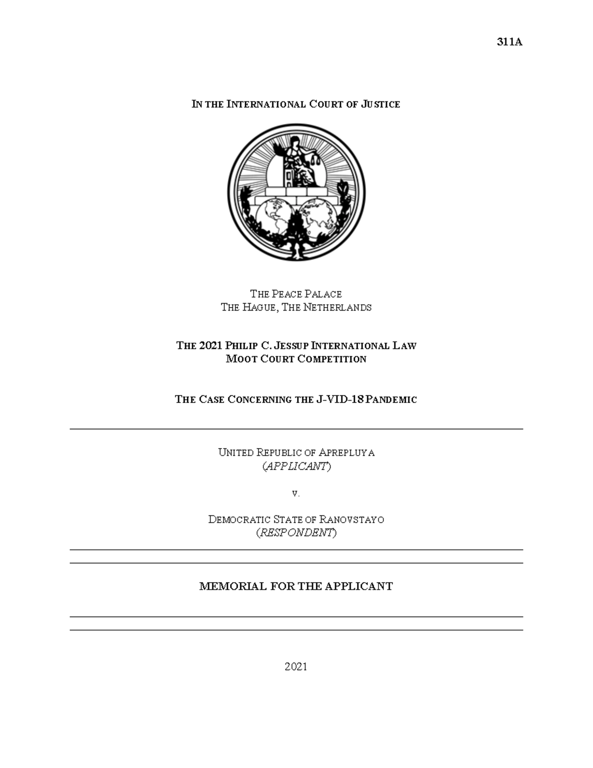 IHL 2021 Moot Court Case Study: Applicant v. Respondent Analysis - Studocu