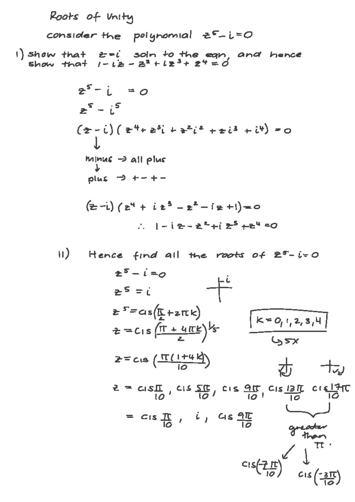 Roots of Unity: Key Concepts and Problem Solutions (MATH 101) - Studocu