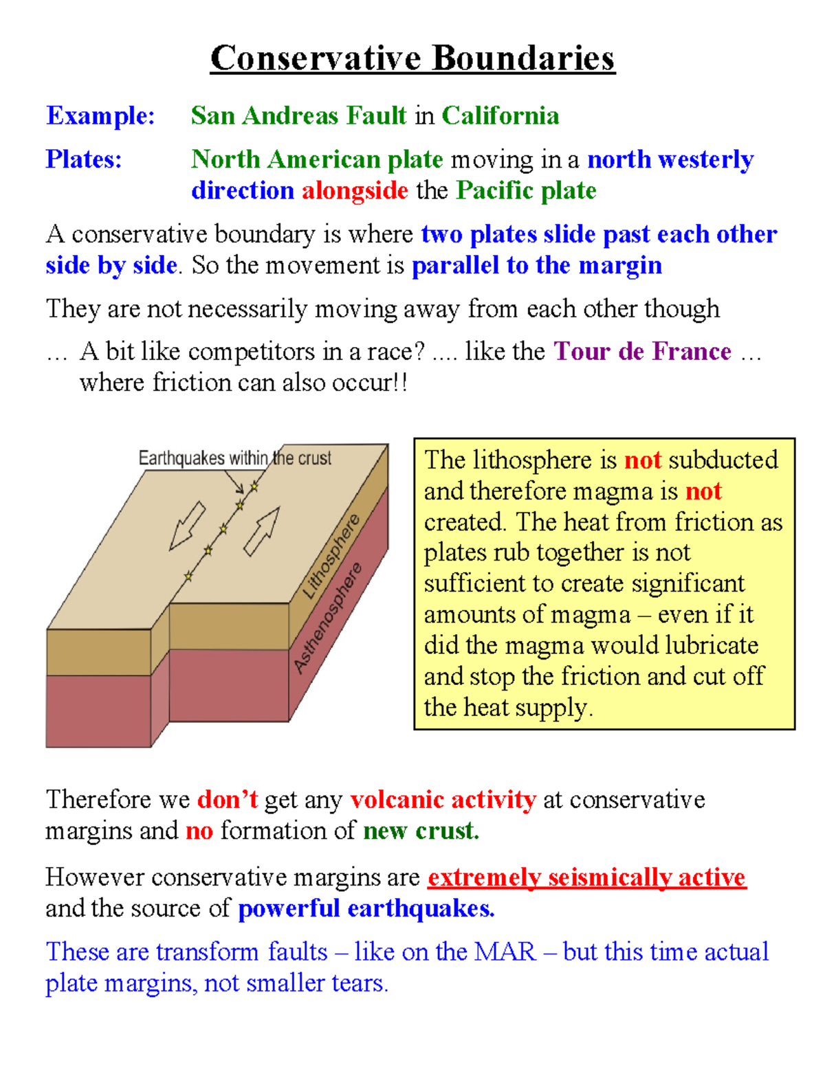 Conservative Plate Boundaries Overview - Geography Study Notes - Studocu