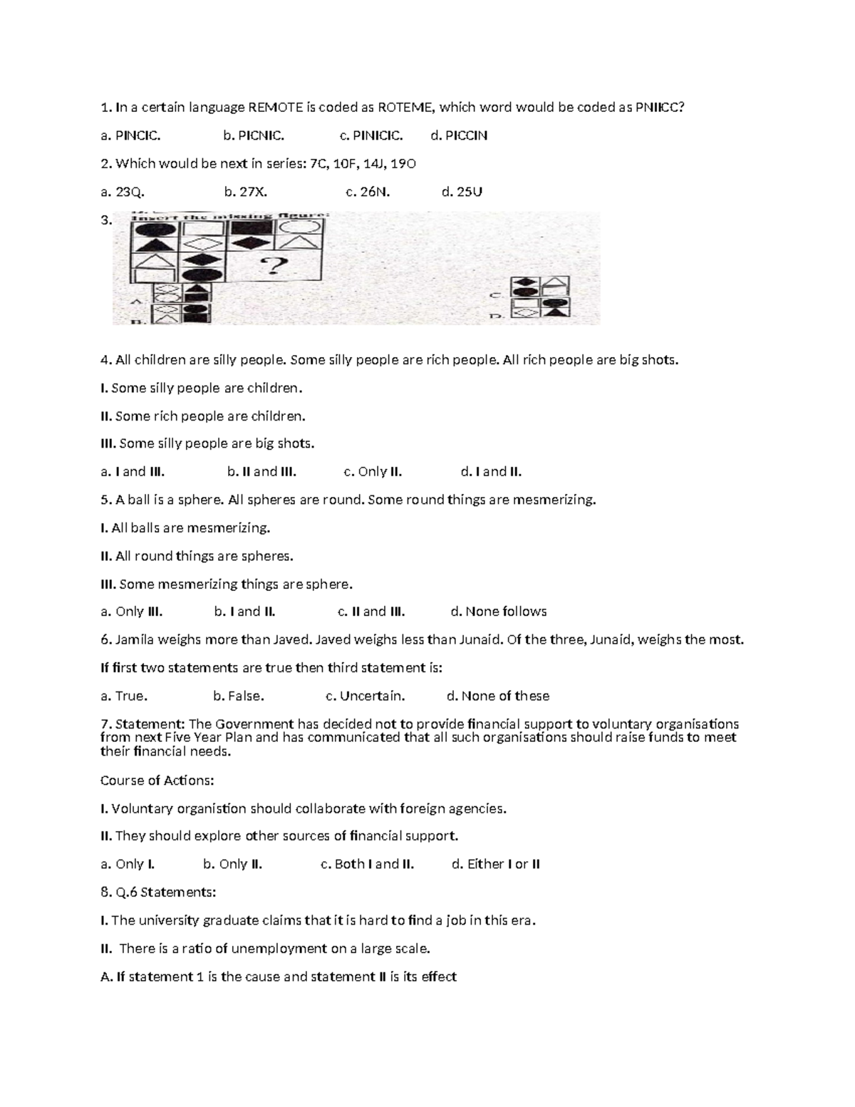 Logical Reasoning Practice Questions - FLP-4 - Studocu