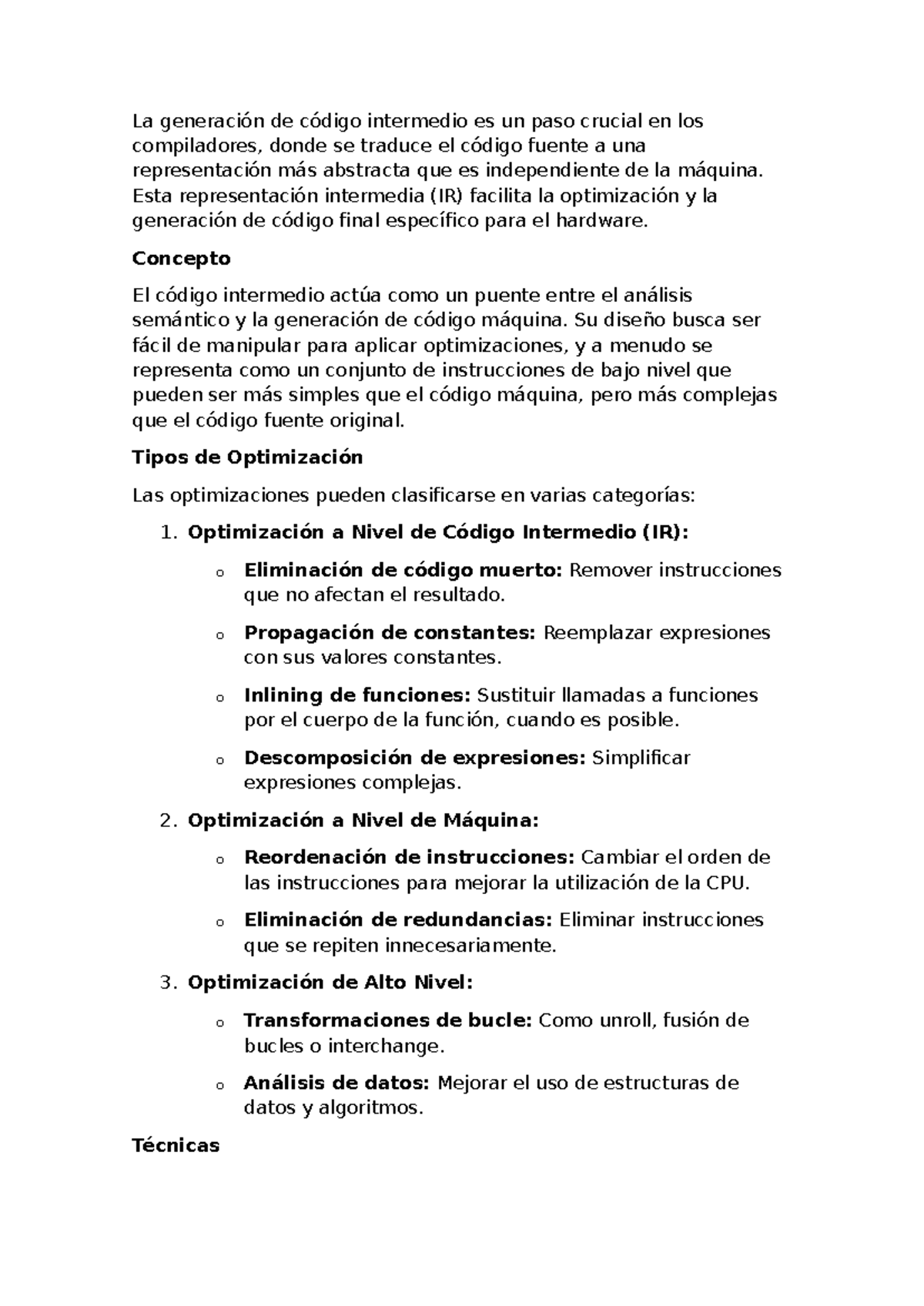 La generación de código intermedio - Esta representación intermedia (IR ...