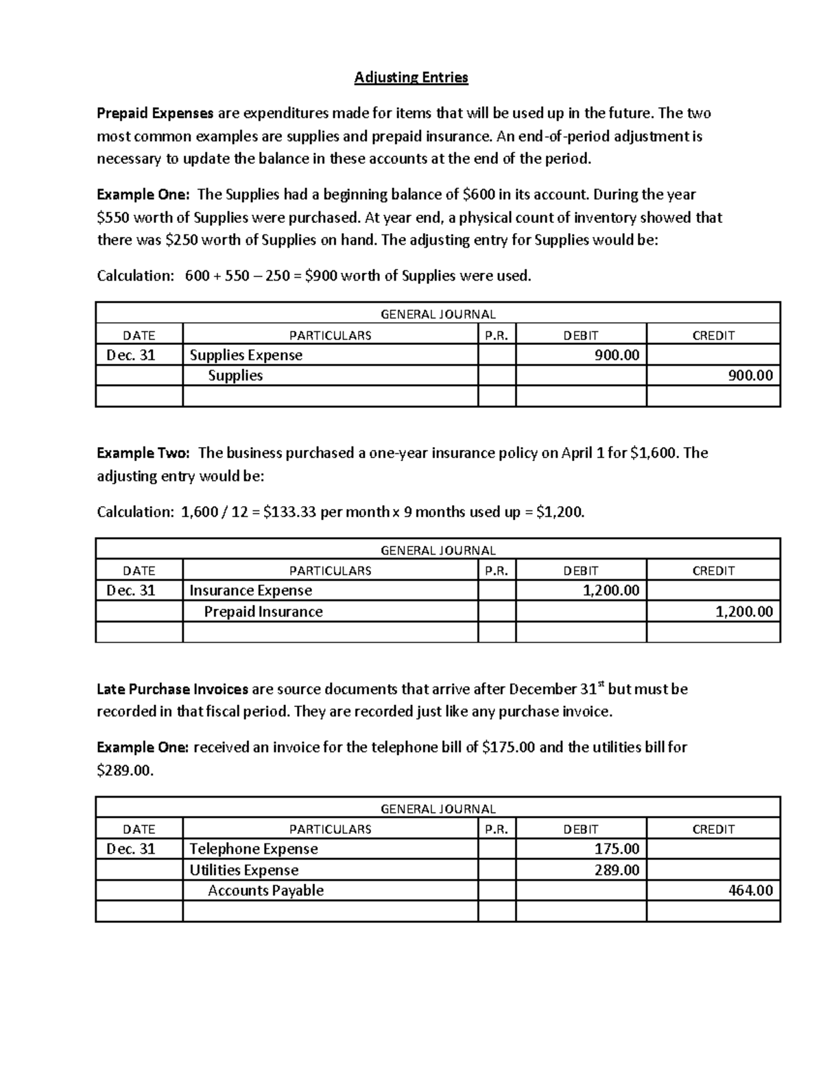 Adjusting Entries Summary Note-2: Prepaid Expenses & Revenues - Studocu