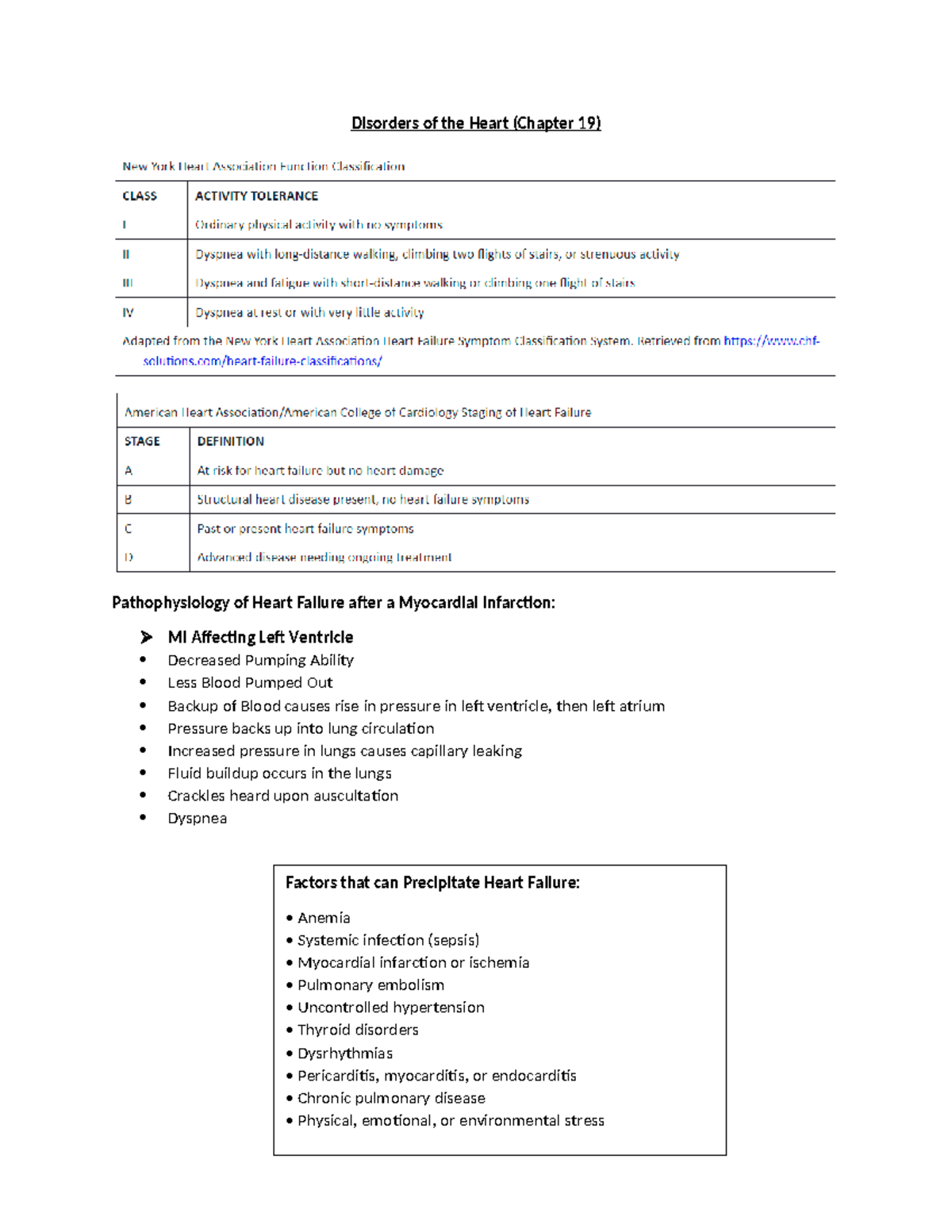 Disorders of the Heart (Chpt 19) - Disorders of the Heart (Chapter 19 ...