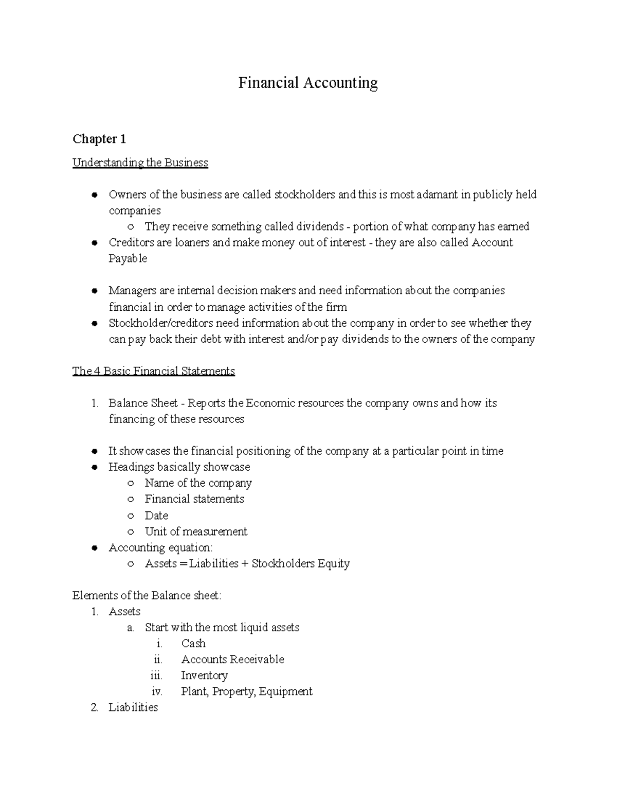 Financial Accounting (ACCT 101) Chapter 1: Understanding Business Owners - Studocu