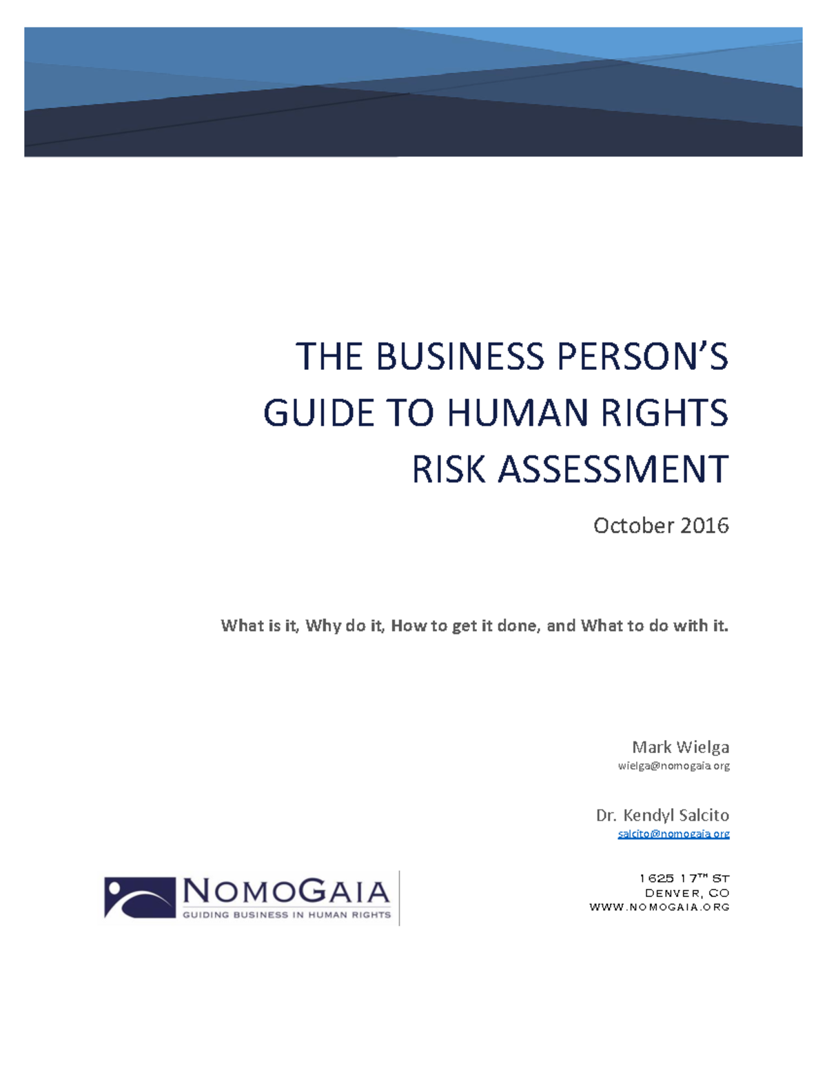 Guide to Human Rights Risk Assessment: A Business Perspective (Oct 2016 ...