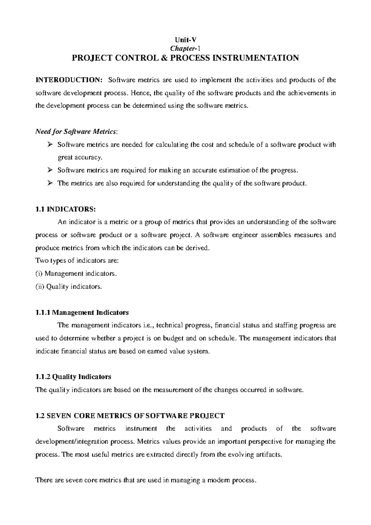 PROJECT CONTROL PROCESS INSTRUMENTATION: Software Metrics Overview - Studocu