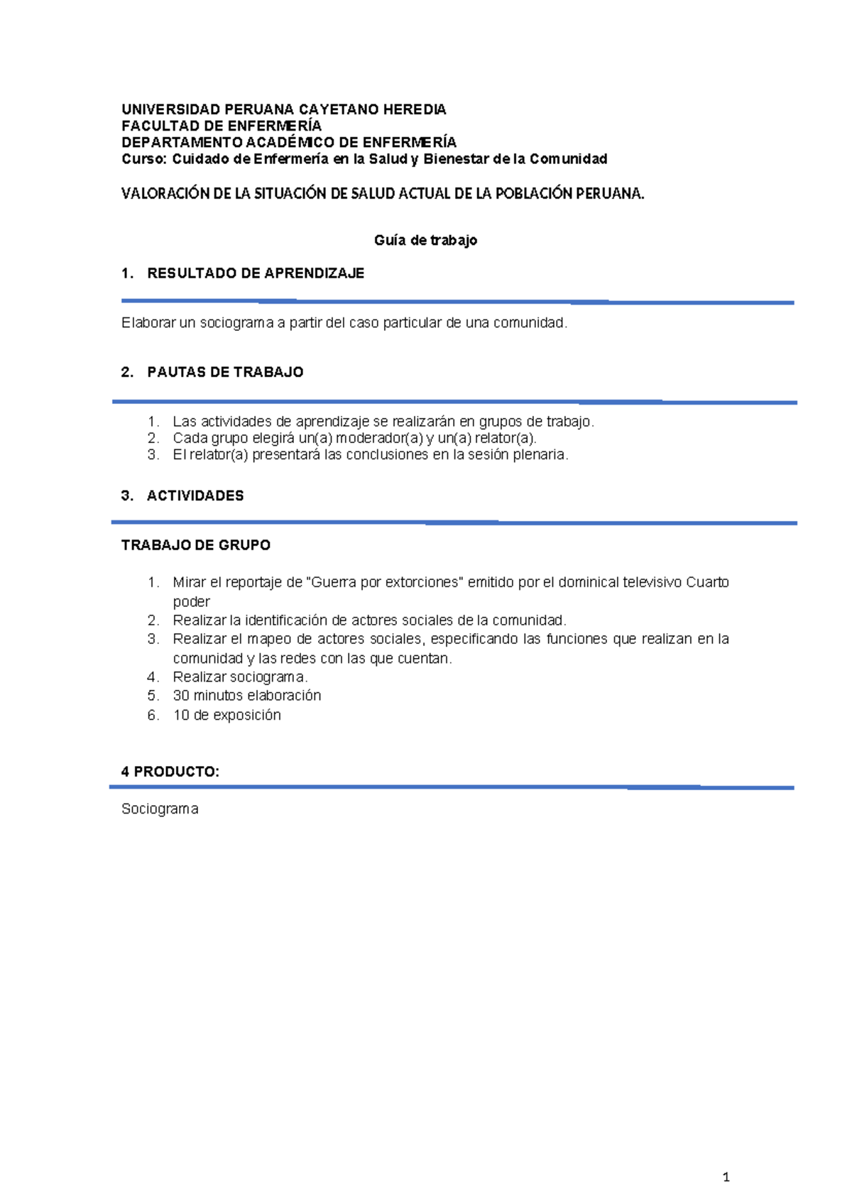 Guía de Trabajo: Sociograma en Cuidado de Enfermería - Curso Cuidado de ...