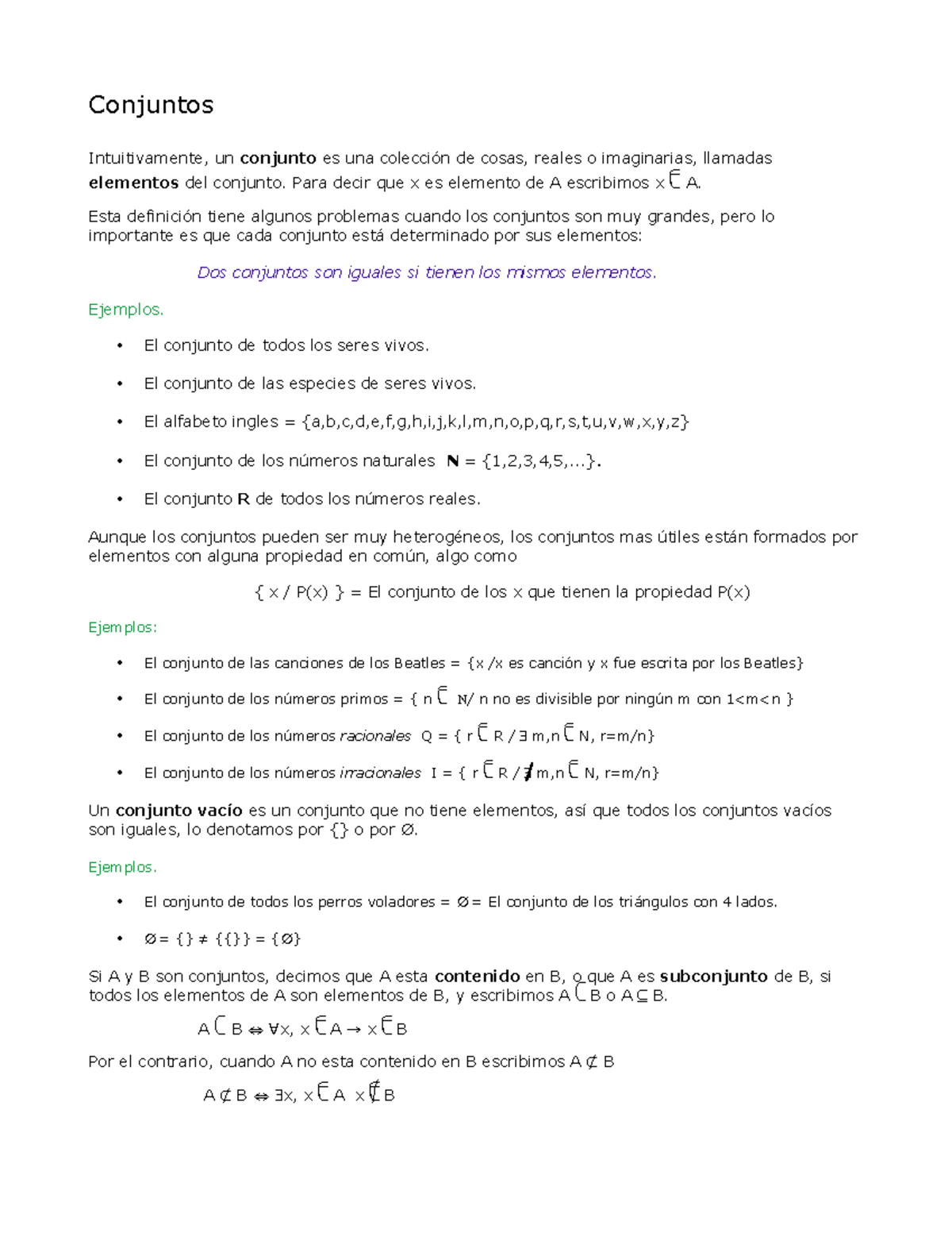 N1 - Matematica Basica - Conjuntos Intuitivamente, un conjunto es una ...
