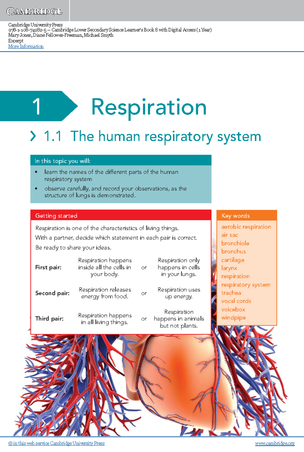 Cambridge Lower Secondary Science 8: Human Respiratory System Overview ...