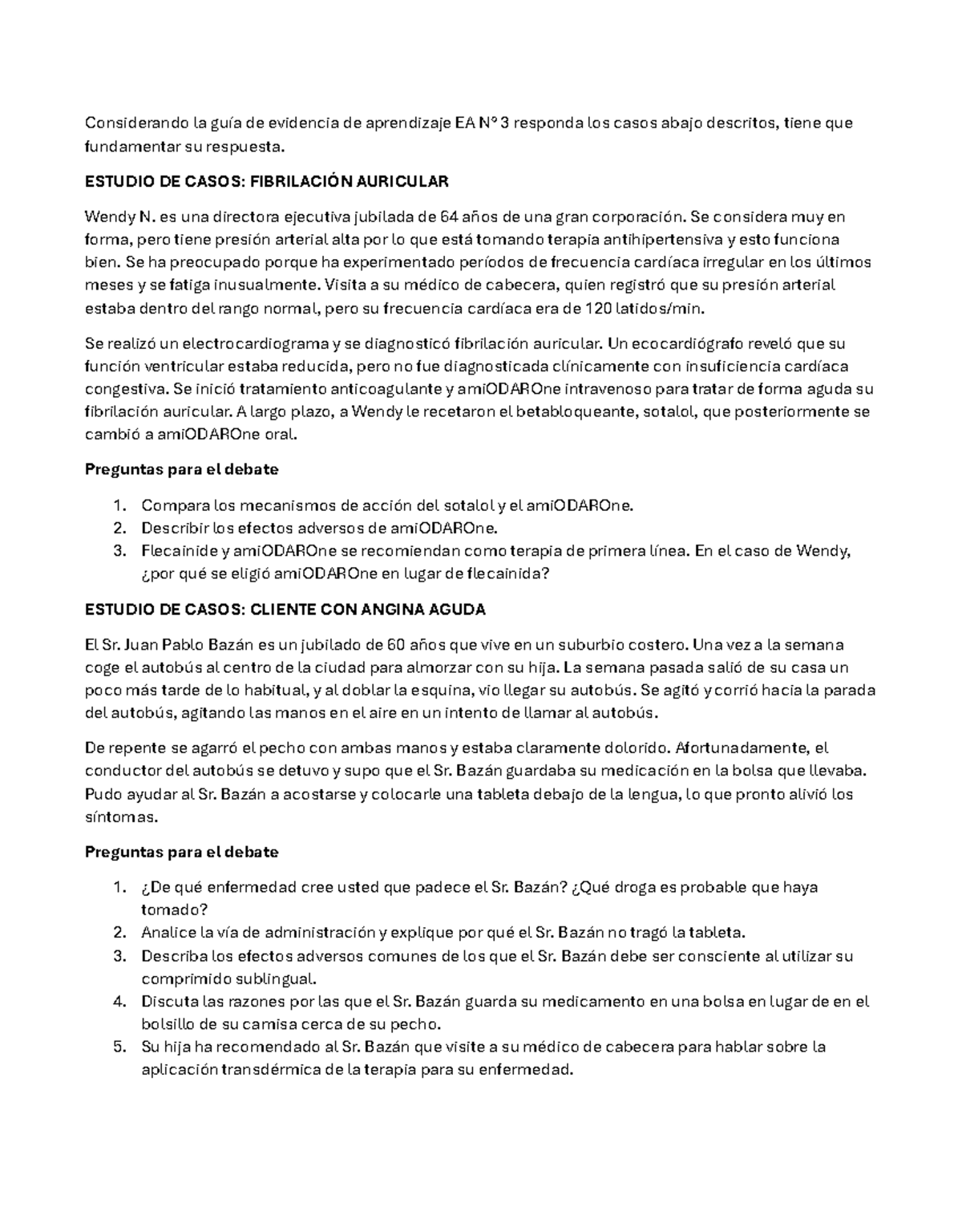 Estudio de Casos en Cardiología: Fibrilación Auricular y Más (FFFF) - Studocu