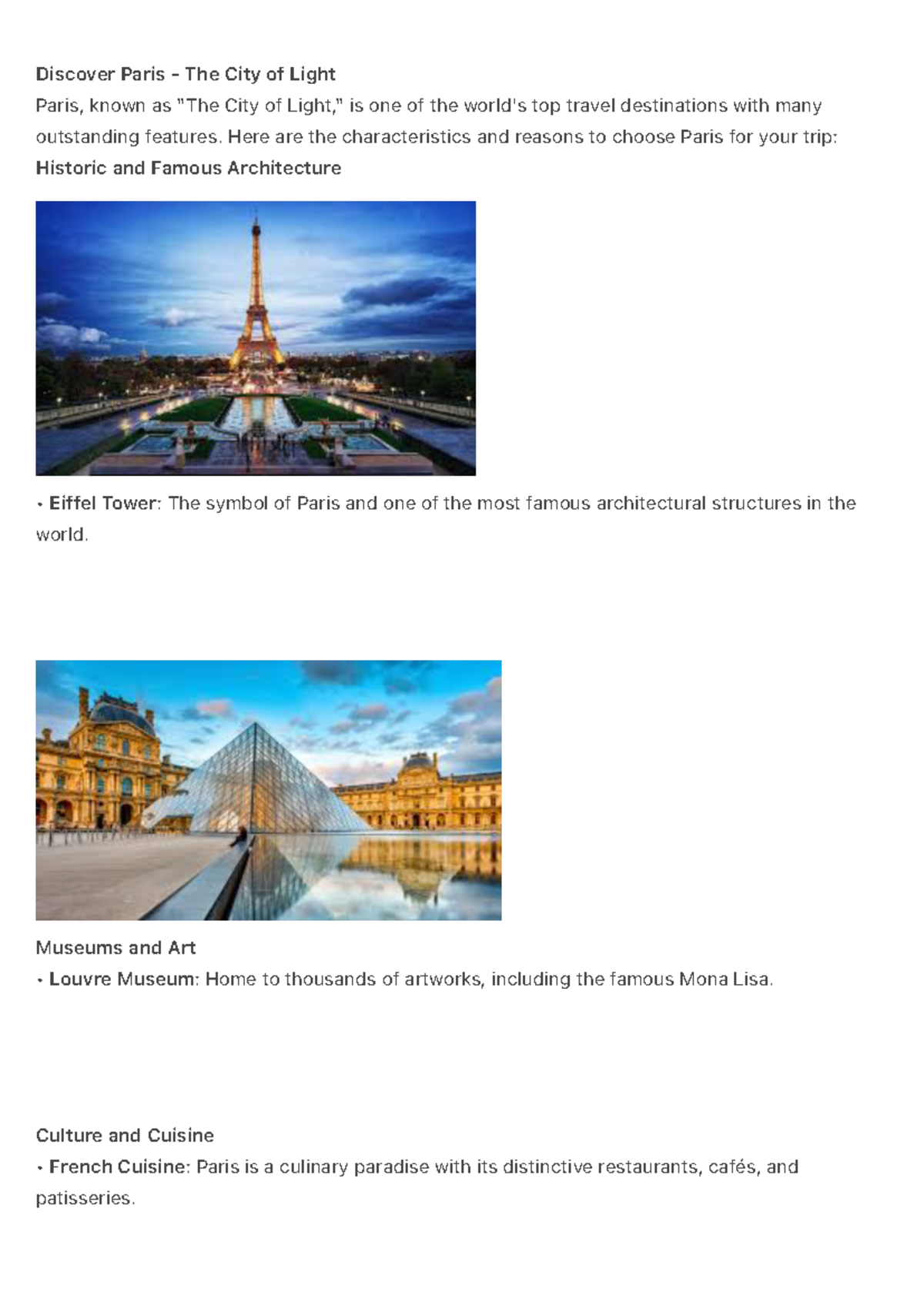 Discover Paris - The City of Light - Here are the characteristics and ...