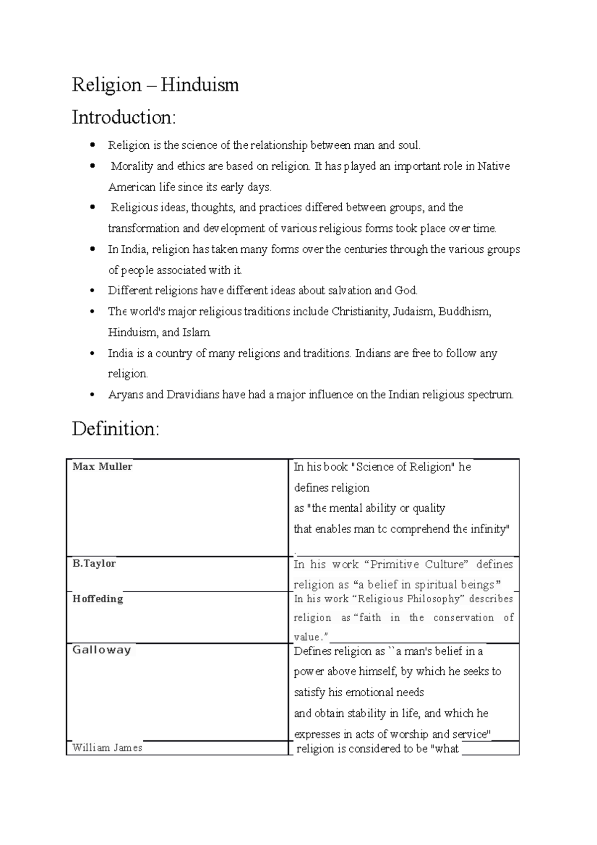 Religion - Hinduism - Religion – Hinduism Introduction: Religion is the ...