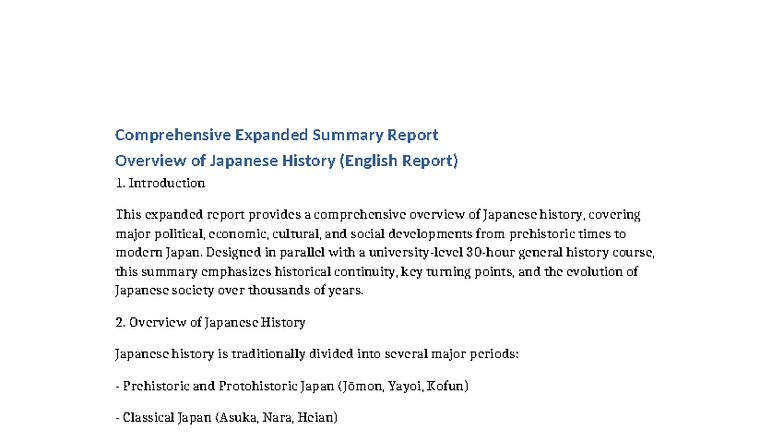 Comprehensive Japanese History Report - Comprehensive Expanded Summary ...